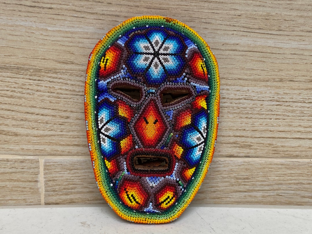 Huichol Mask, Huichol Decor, Huichol Beadwork, Mexican Art, Collectible ...