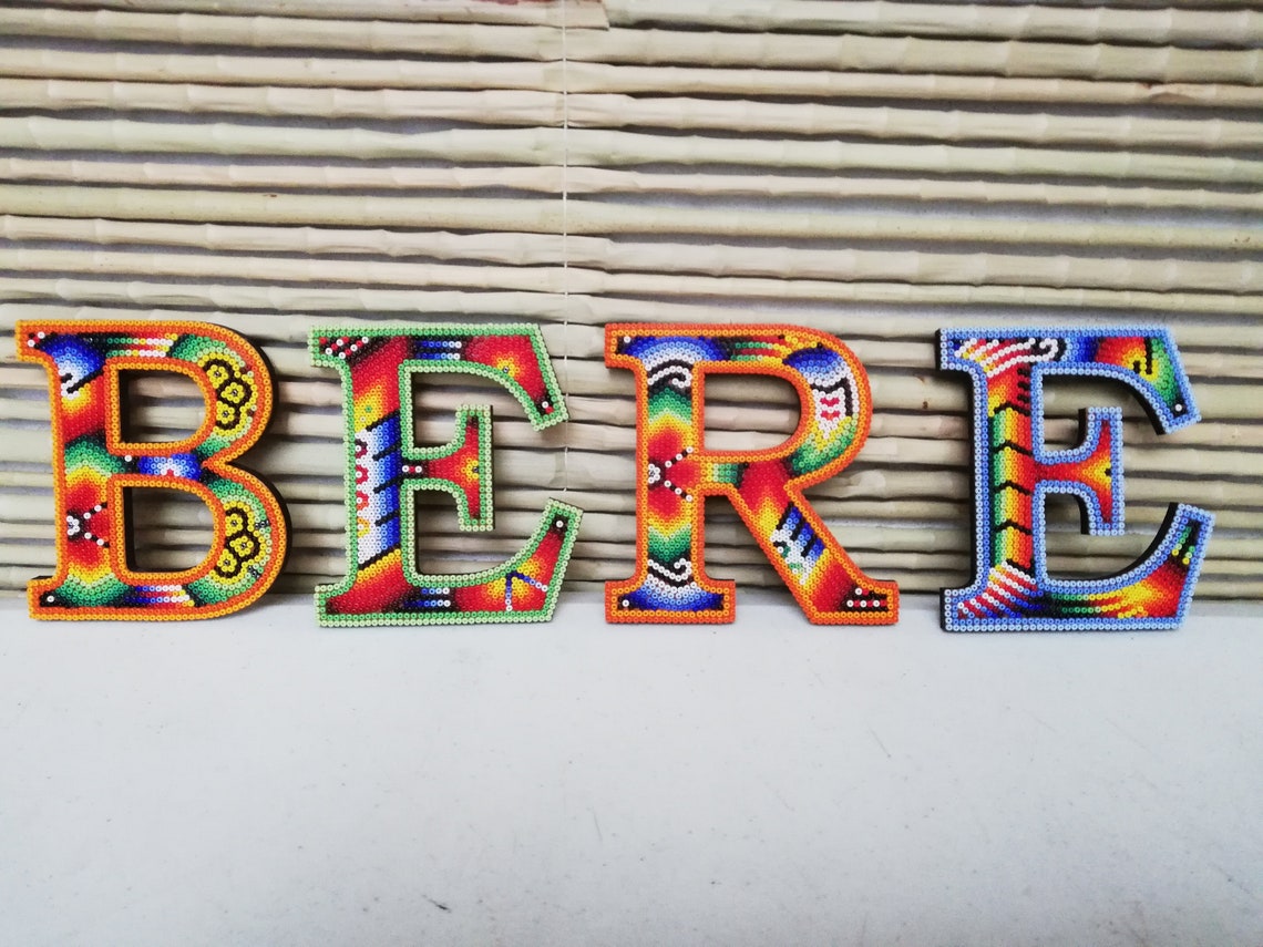 Letters With Huichol Art Initial Lined With Beads Very | Etsy