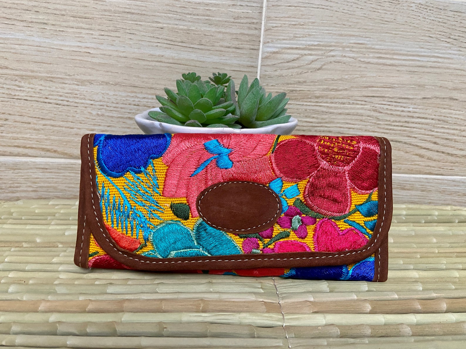 Mexican Wallet With Floral Embroidery Handmade Wallet - Etsy