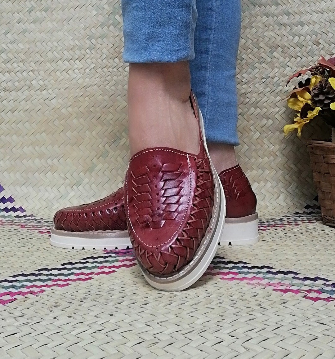 Authentic Mexican Leather Huarache, Mexican Women's Shoe, Traditional ...