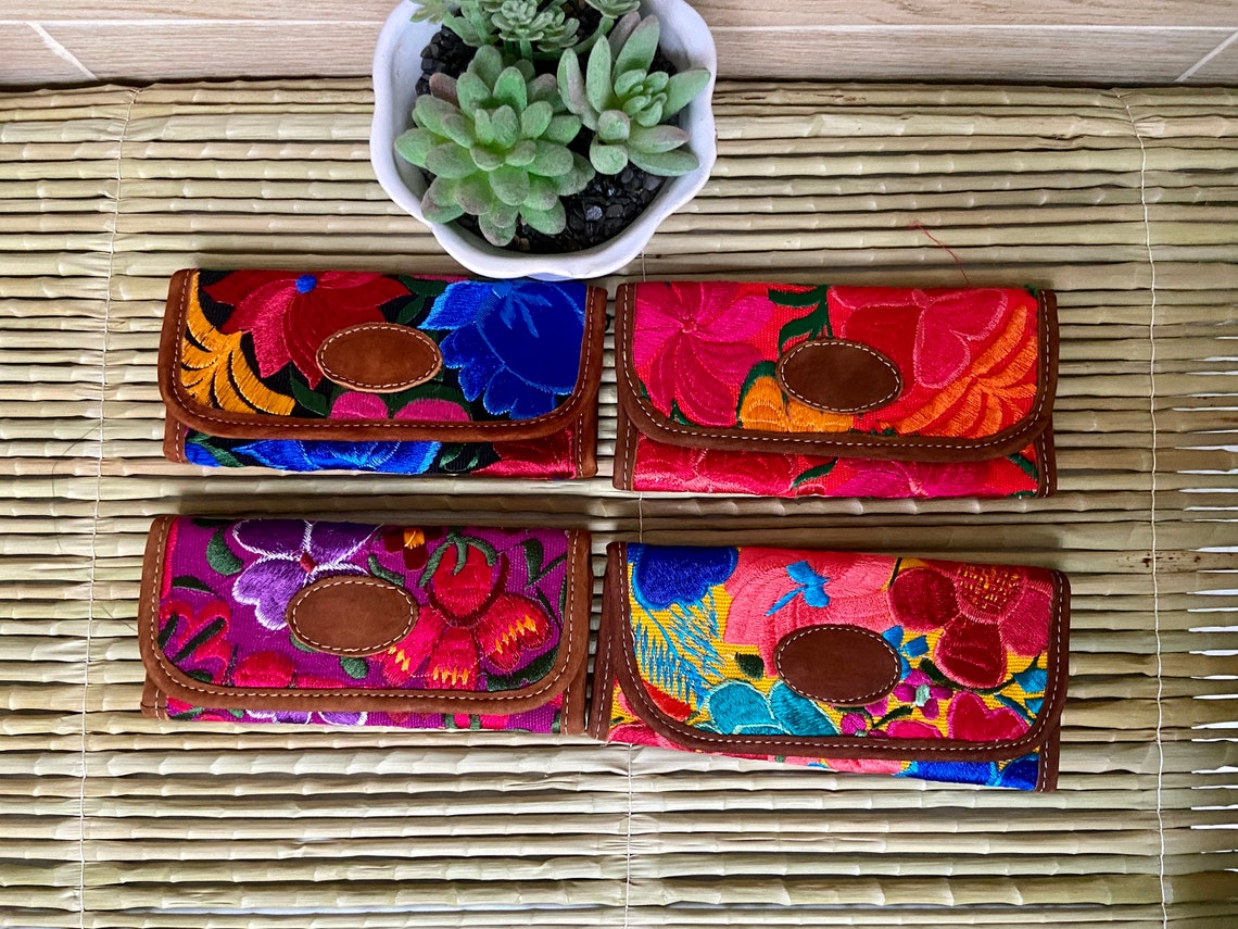 Mexican Wallet With Floral Embroidery Handmade Wallet - Etsy