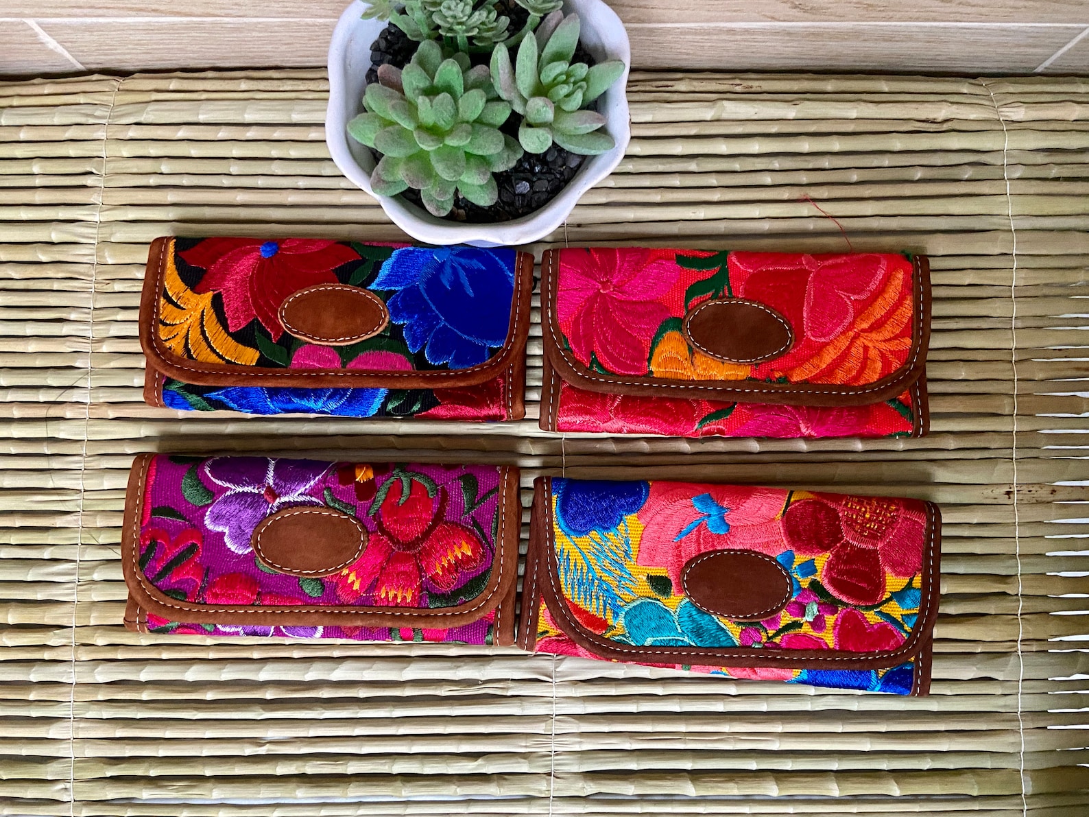 Mexican Wallet With Floral Embroidery Handmade Wallet - Etsy