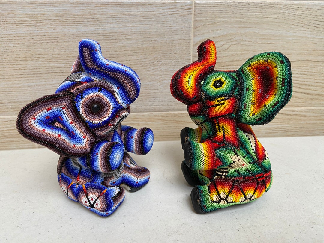 Huichol Beaded Elephant: Mexican Folk Art Decor - Etsy