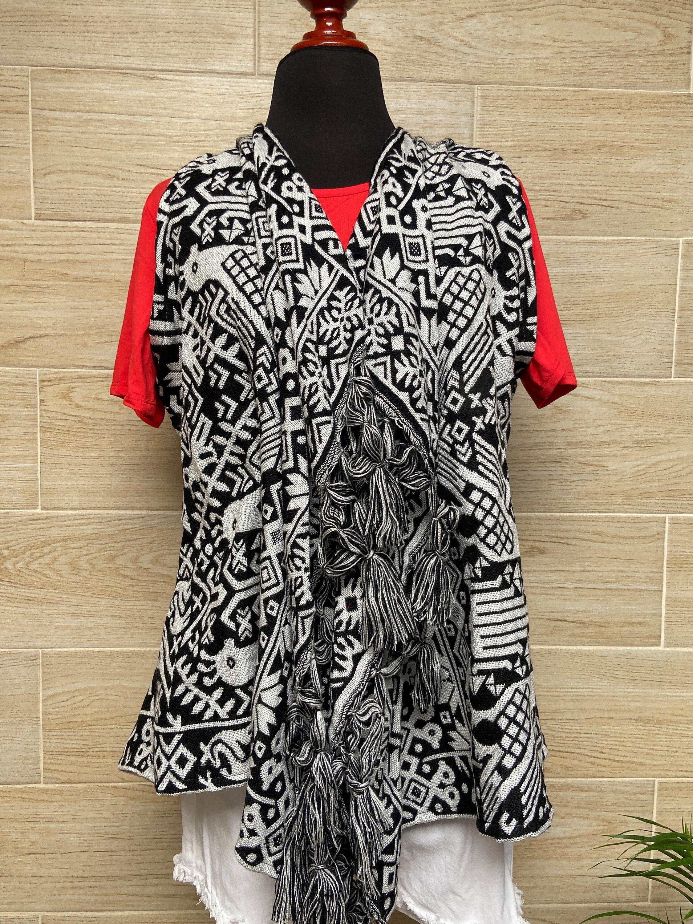 Mexican Artisan Vest Mexican Style Vest With Fringes Rebozo - Etsy