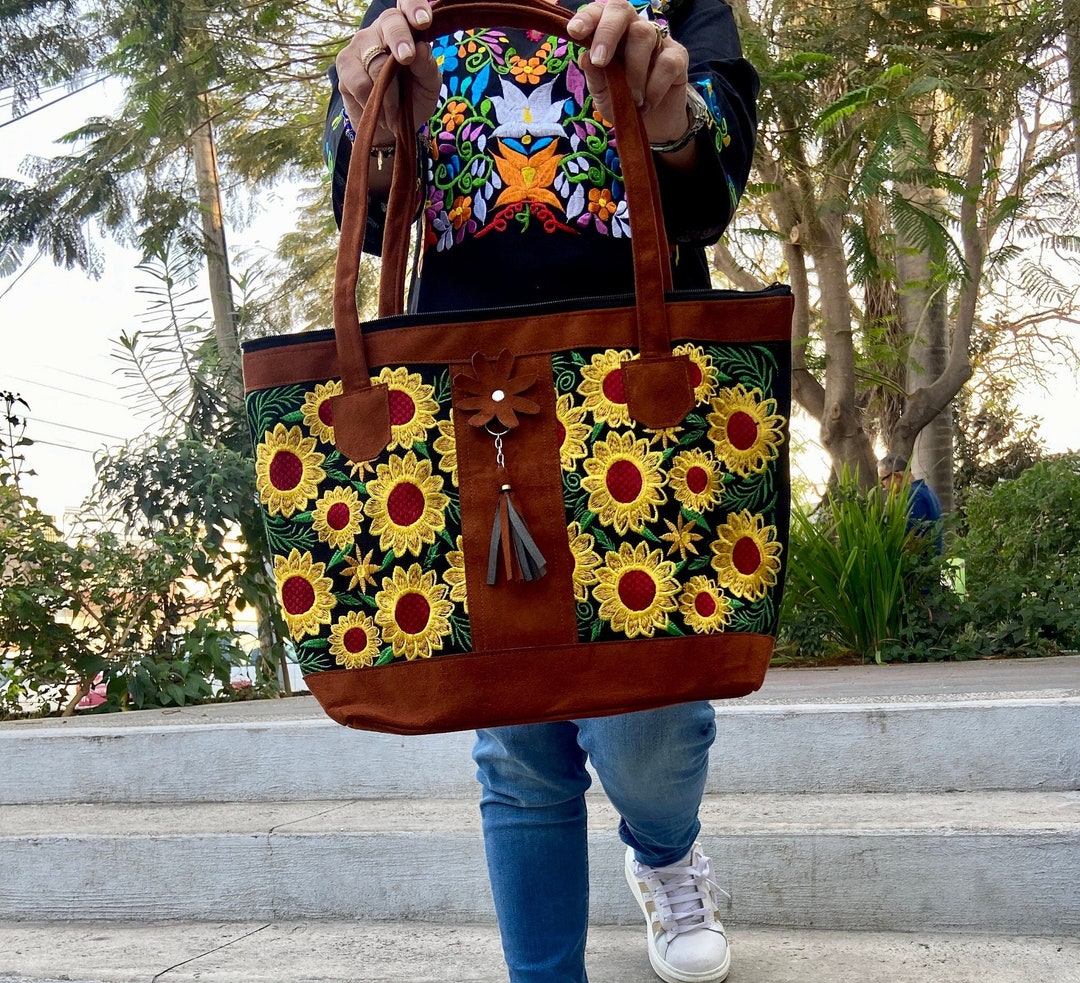 Mexican Bag With Floral Embroidery, Handmade Bag, Traditional Mexican ...