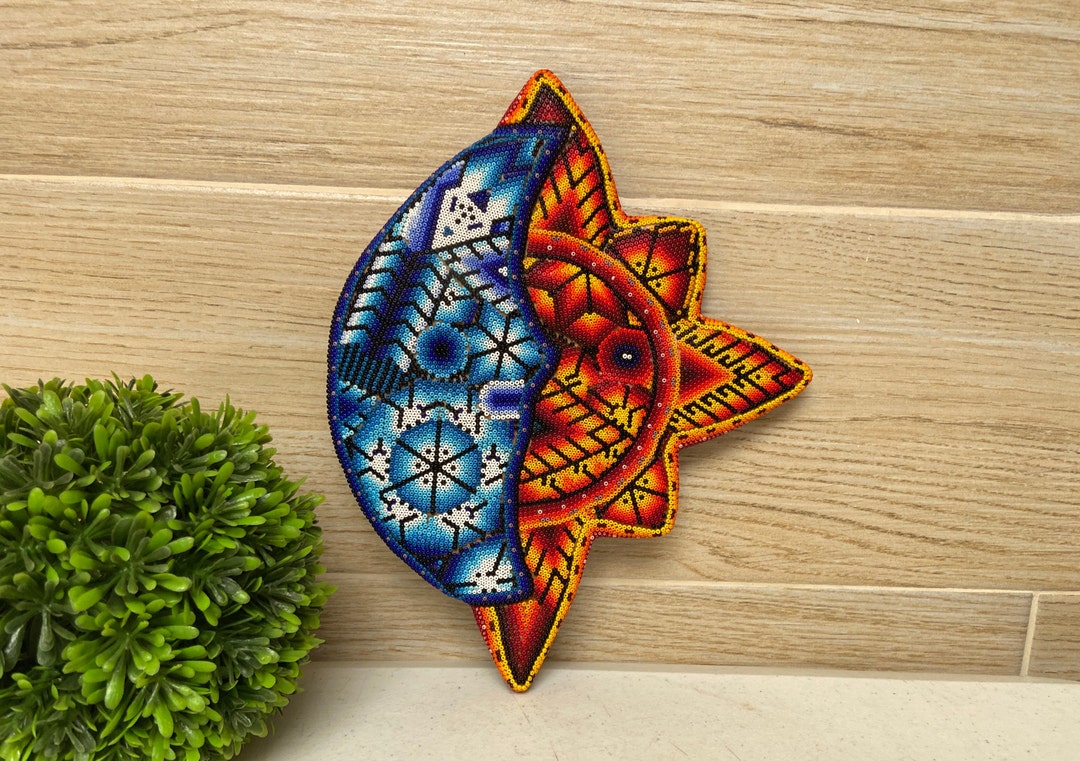 Huichol Eclipse Sun and Moon Statue Huichol Decor Huichol - Etsy