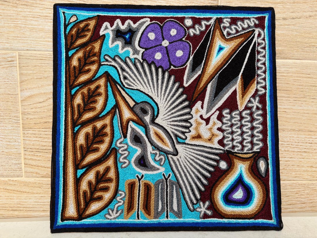 Huichol Yarn Painting: Handmade Mexican Thread Art (12x12 Inches) - Etsy