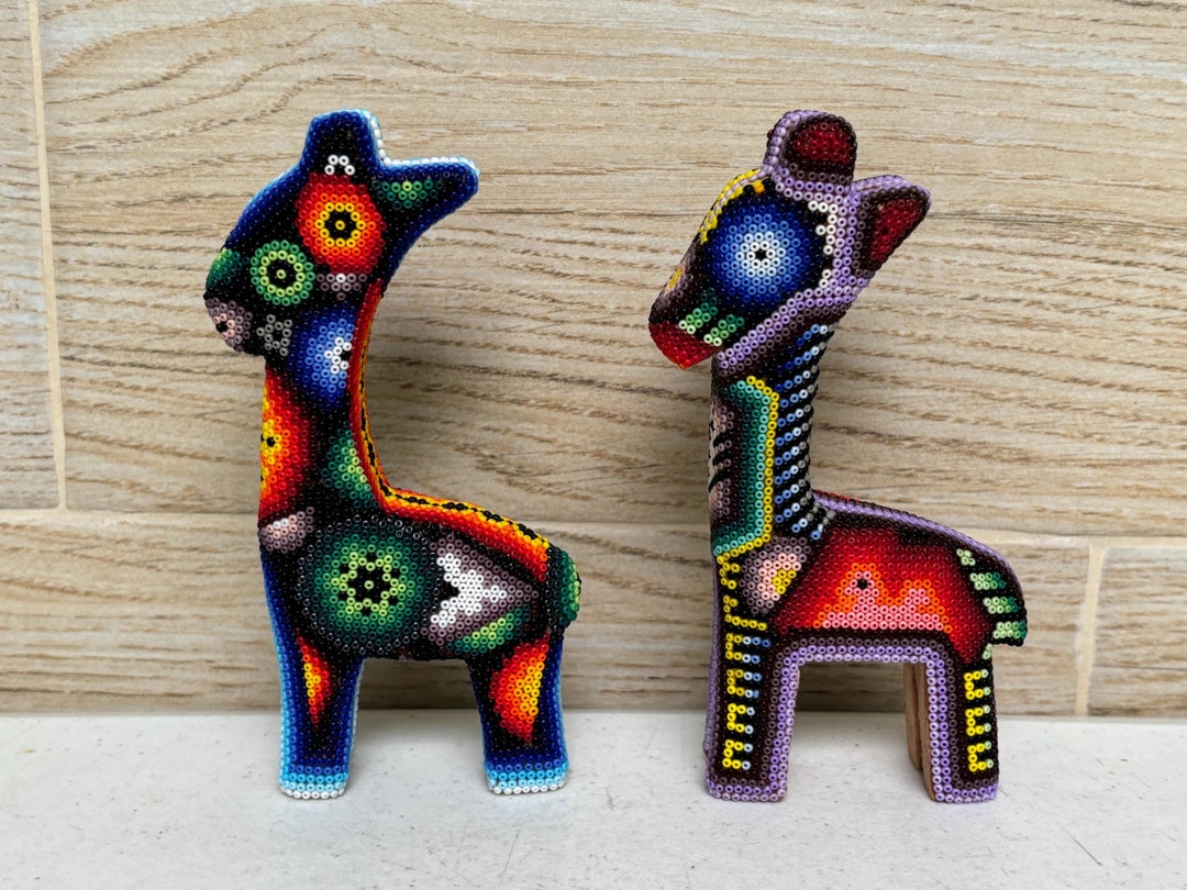 Huichol Giraffe Statue, Huichol Decor, Huichol Beadwork, Mexican Art ...