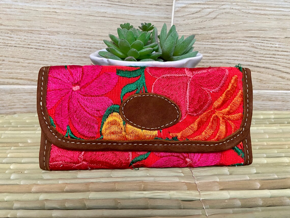 Mexican Wallet With Floral Embroidery Handmade Wallet - Etsy