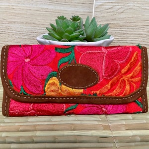 Mexican Wallet With Floral Embroidery, Handmade Wallet, Traditional ...