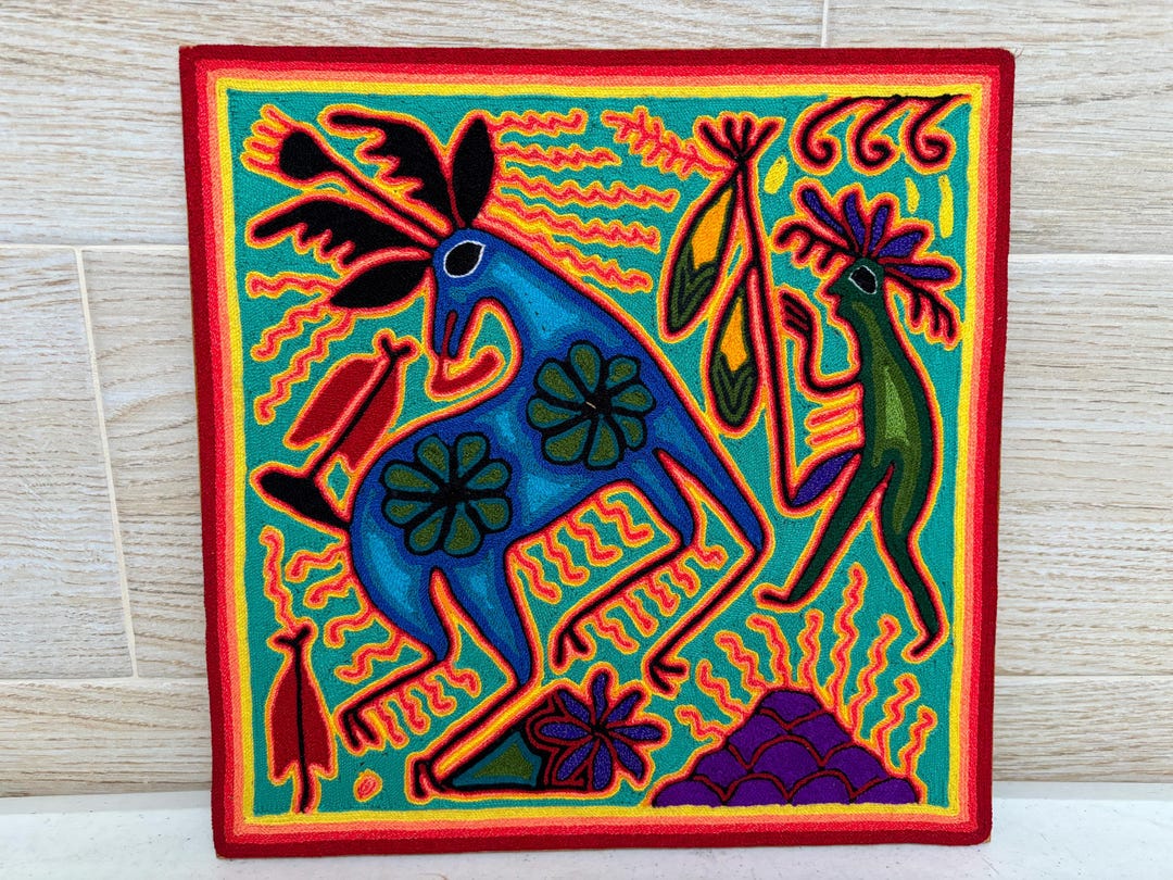 Huichol Mexican Yarn Painting 12 X 12 Inches ( 30 X 30 Cms), Mexican ...