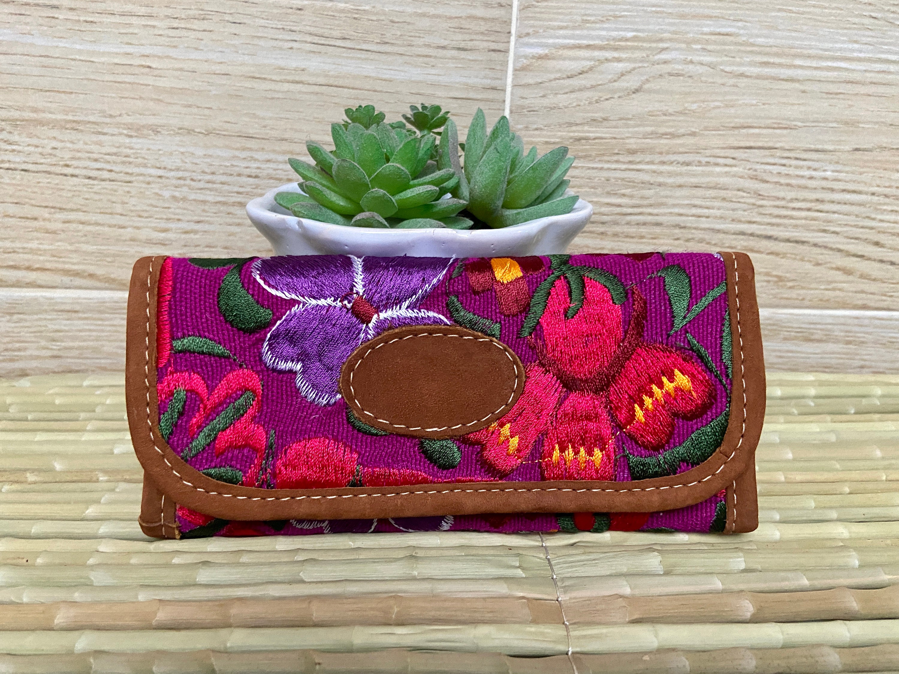 Mexican Wallet With Floral Embroidery Handmade Wallet - Etsy