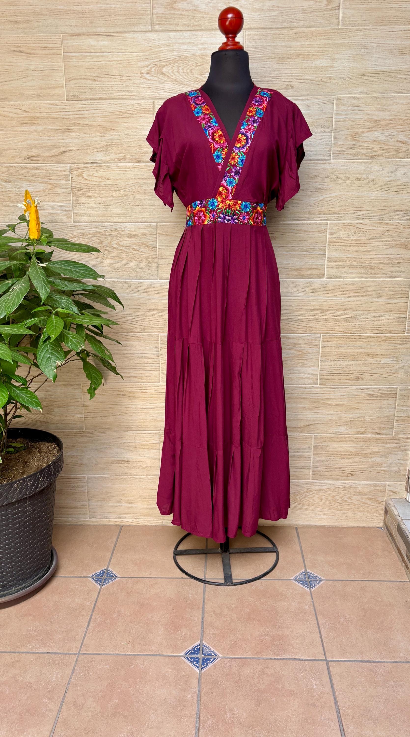 Embroidered Rayon Maxi Dress: Handmade Boho Mexican Dress - Etsy