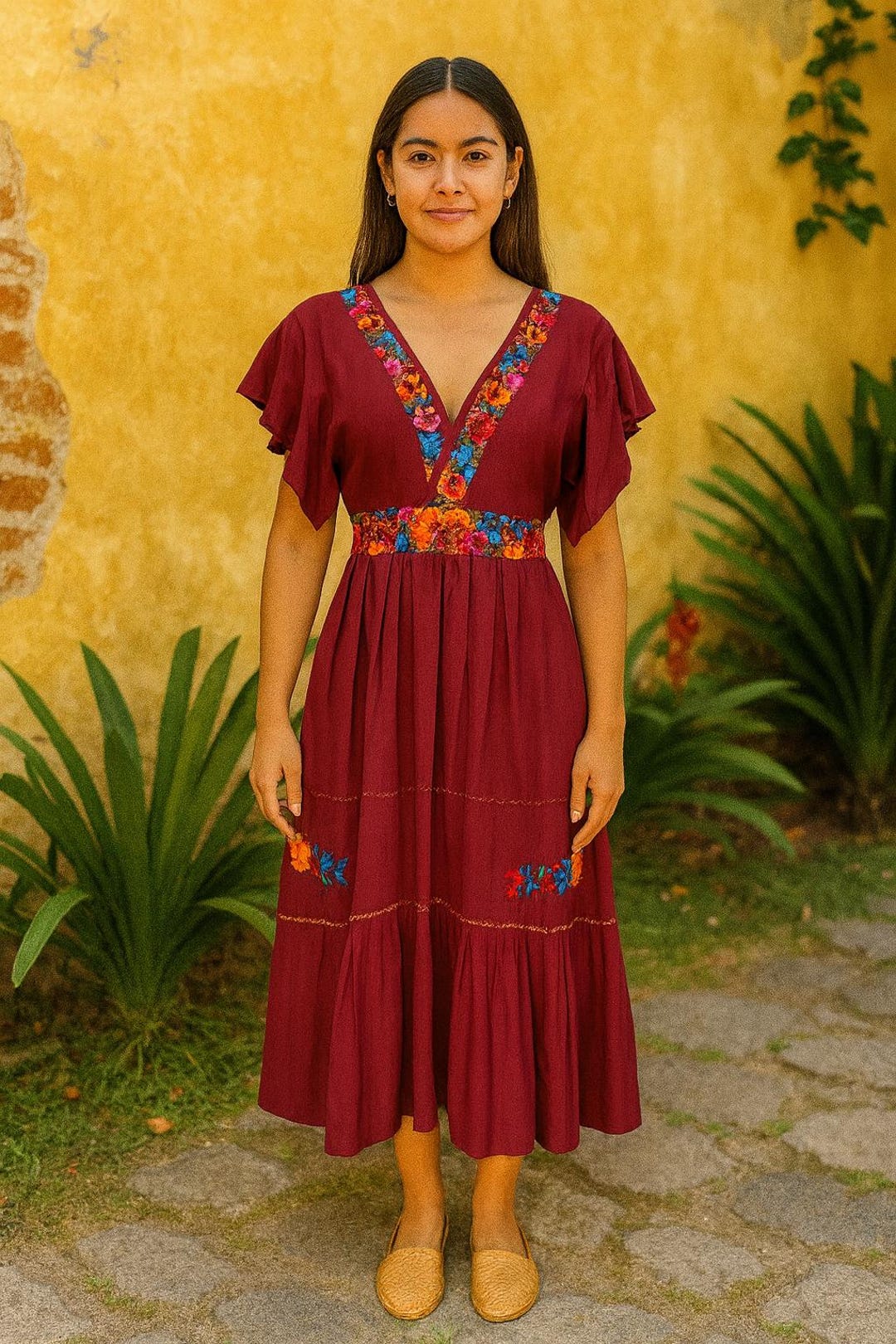 Embroidered Rayon Maxi Dress: Handmade Boho Mexican Dress - Etsy