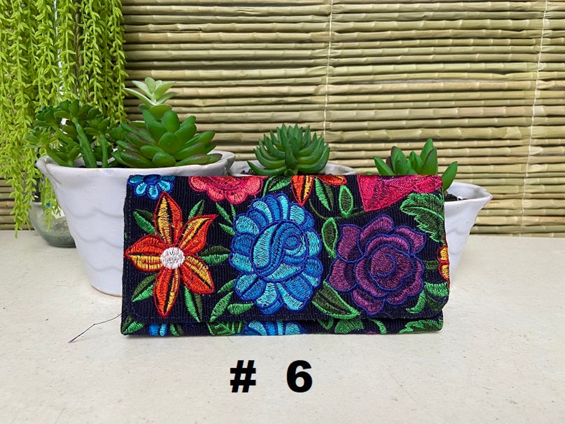Mexican Wallet With Floral Embroidery Handmade Wallet - Etsy