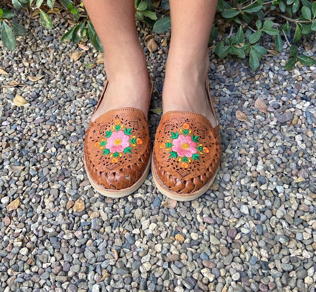 Mexican Embroidered Shoe, Mexican Leather Shoe, Trendy Sandals, Braided ...