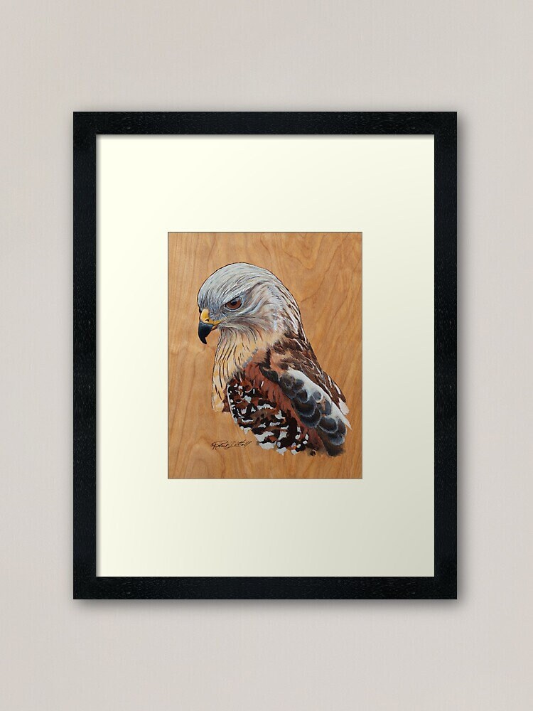 Hawk Painting Wood Burning, Red-shouldered Hawk Painted on Wood ...