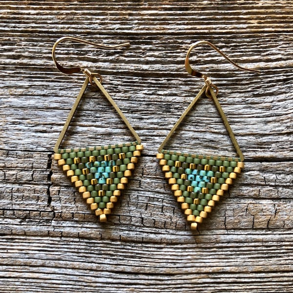 Beaded Triangle Earrings - Etsy