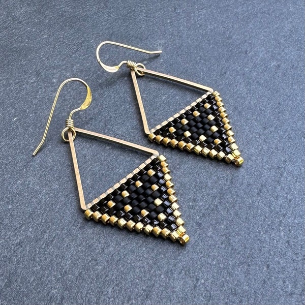 Beaded Triangle Earrings - Etsy