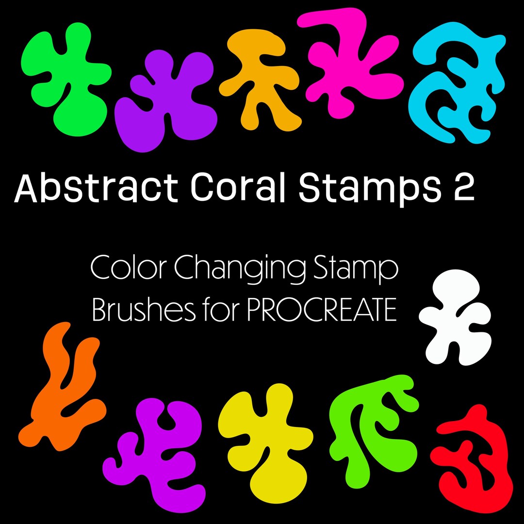 Abstract Coral Procreate Brushes: Color Changing Stamp Set (digital) - Etsy