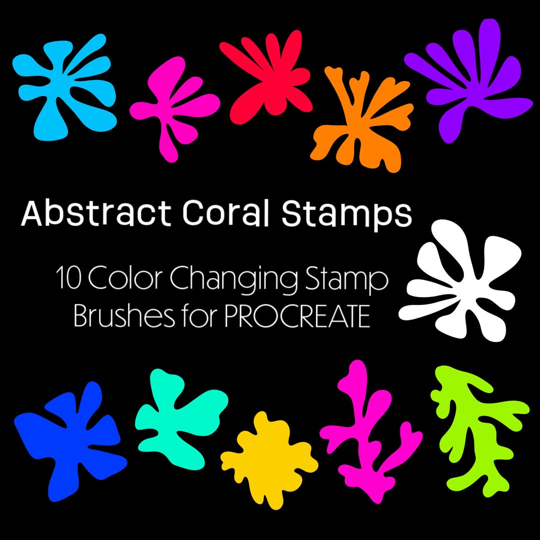 Abstract Coral Stamp Brushes: Color Changing Designs for Procreate - Etsy