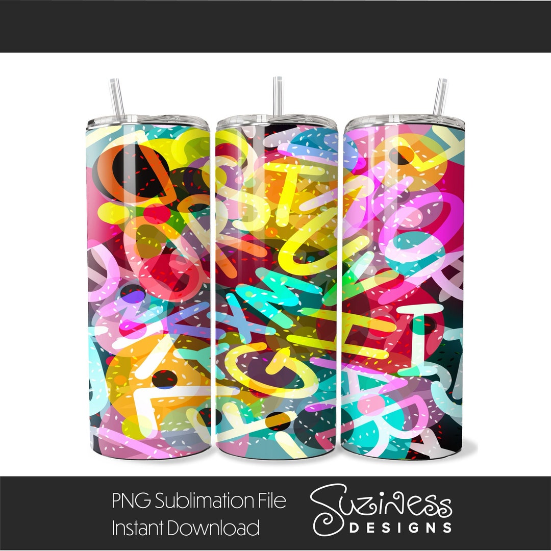 Neon ABC Alphabet Street Seamless Sublimation Design - Digital PNG Wrap ...