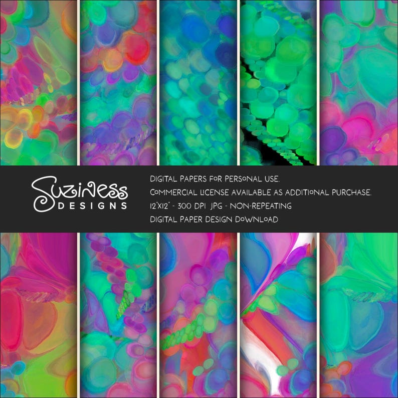 Abstract Digital DESIGN BUNDLE - 10 JPG - 12"x12" - Non-repeating ...