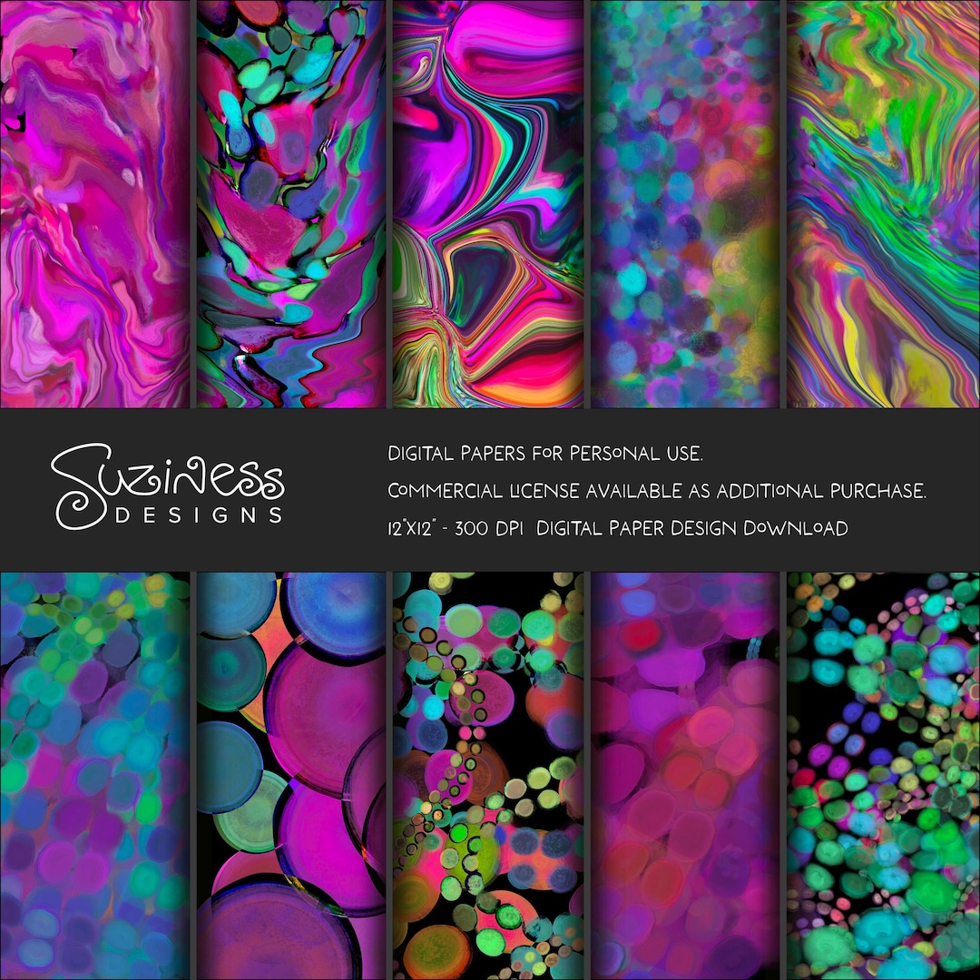 10 diseños de papel digital para álbumes de recortes, abstractos y ...