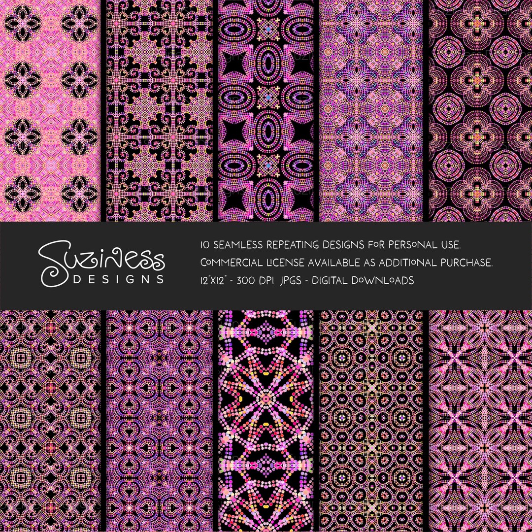 10 Vibrant SEAMLESS REPEAT Abstract Digital Scrapbook Paper Designs ...