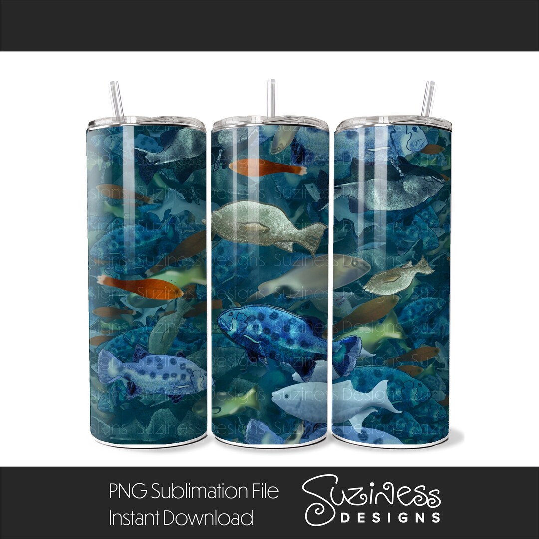 Aquarium Fish - Seamless Digital Download Design PNG File for a 20 Oz ...