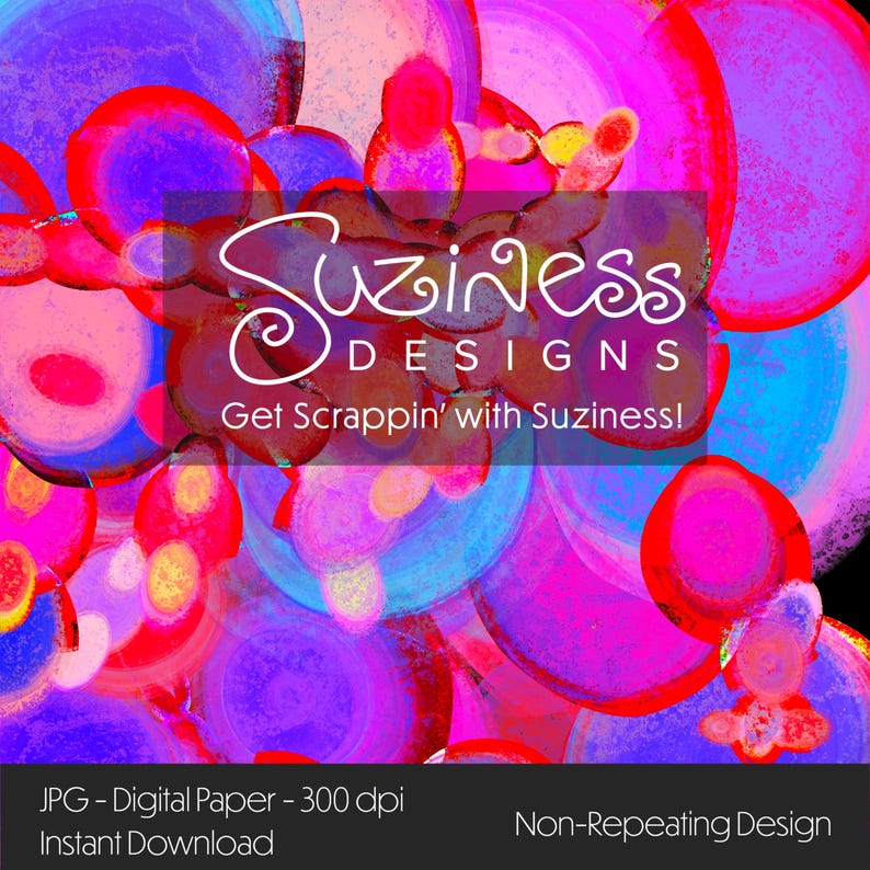 10 Vibrant Abstract Digital Scrapbook Paper Designs - 12"x12" Dorm Art ...