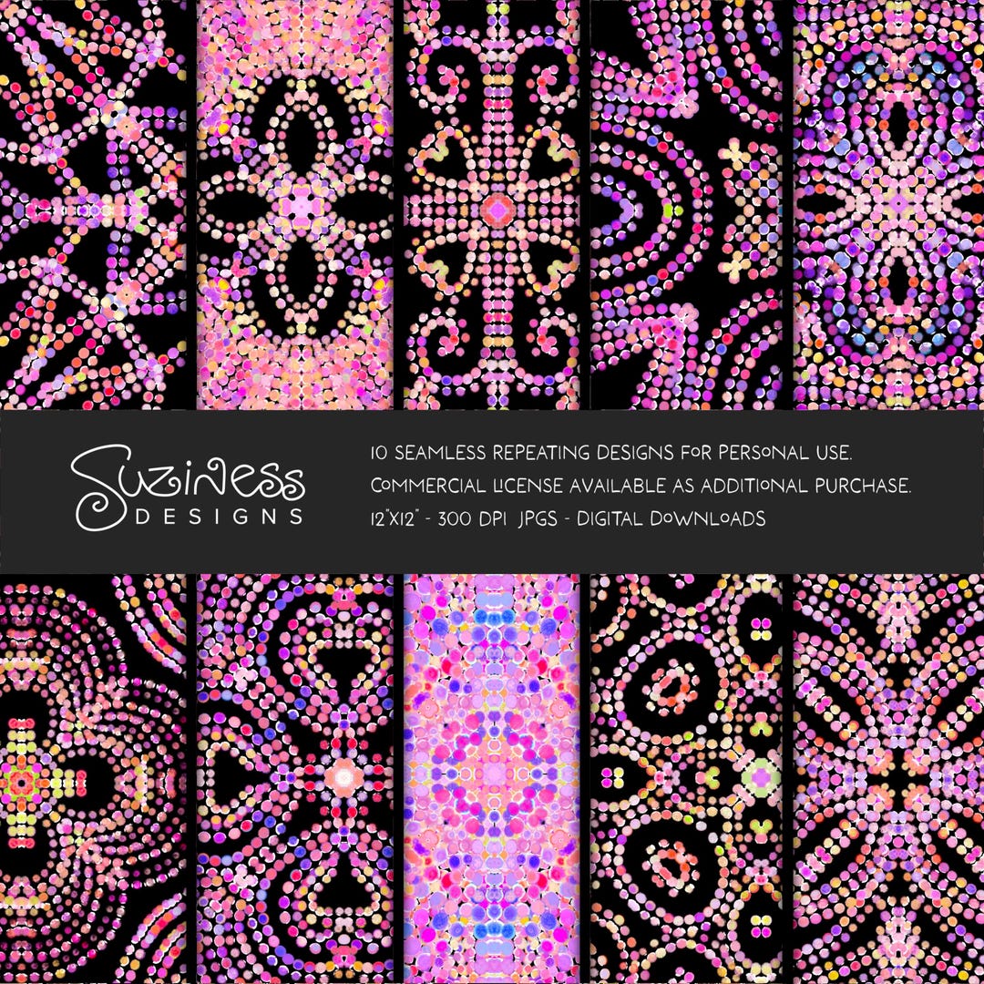 10 Vibrant SEAMLESS REPEAT Abstract Digital Scrapbook Paper Designs ...