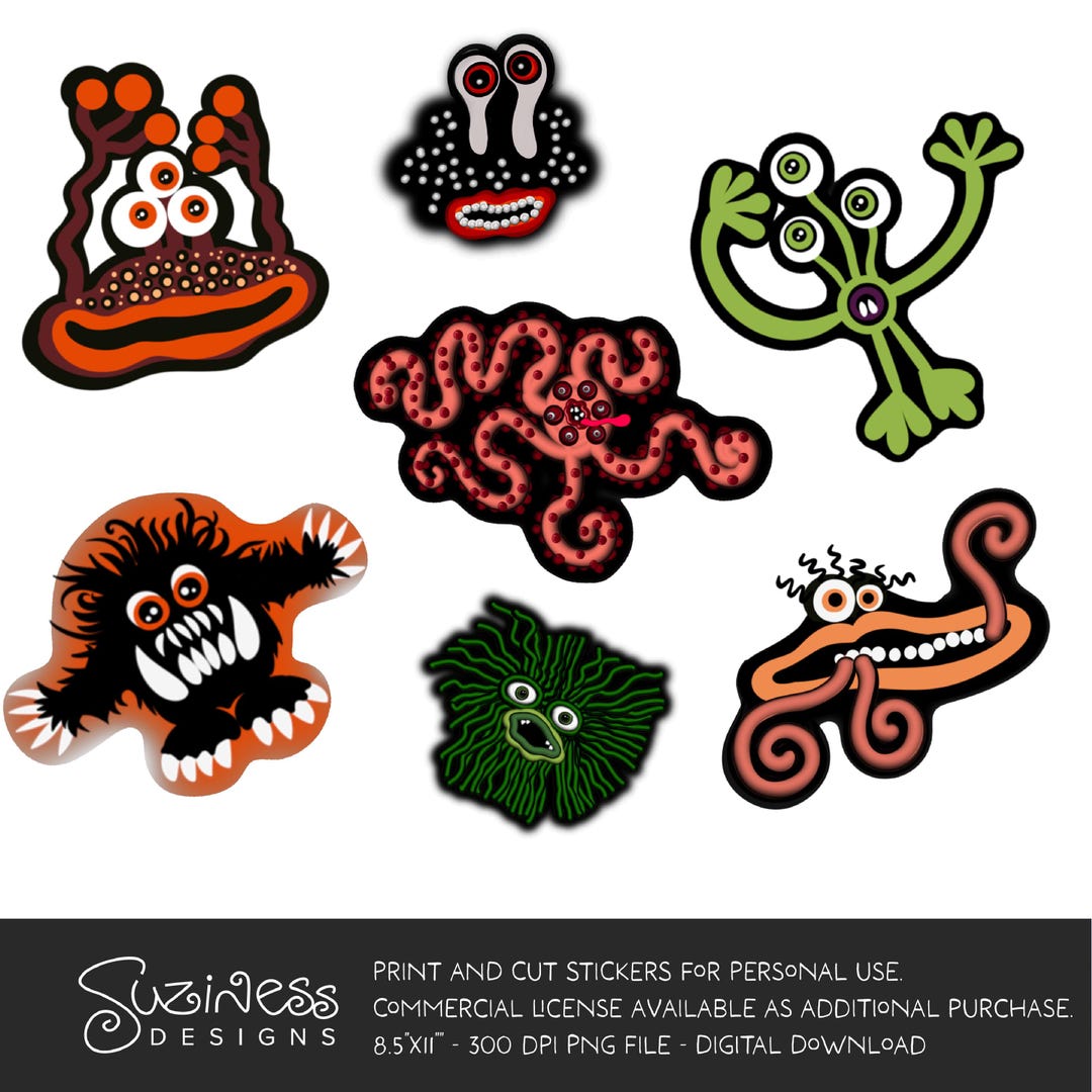 Funny Little Monsters - Print and Cut - PNG File Download for Making ...