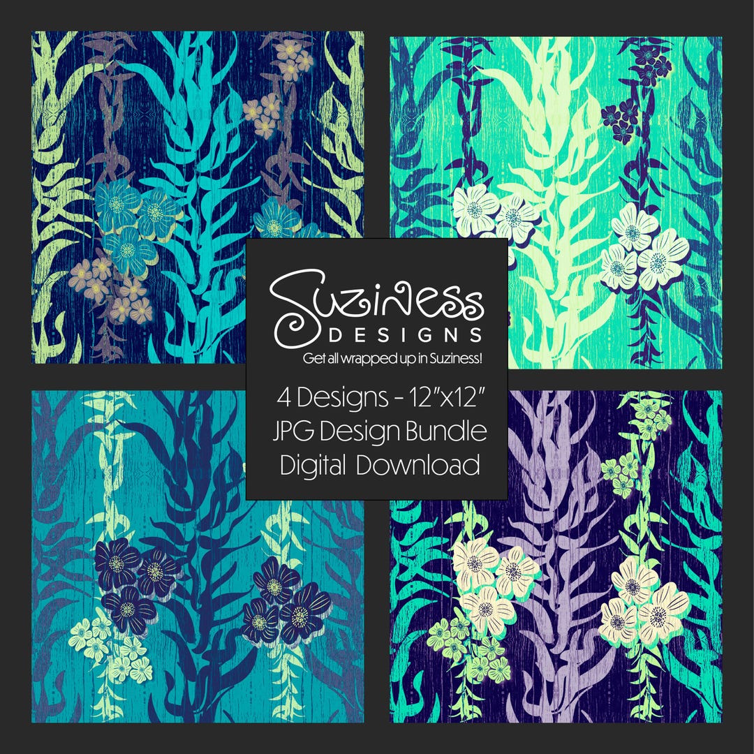 Tropical Beach Tiki Floral - Seamless Digital Download Design - JPG ...