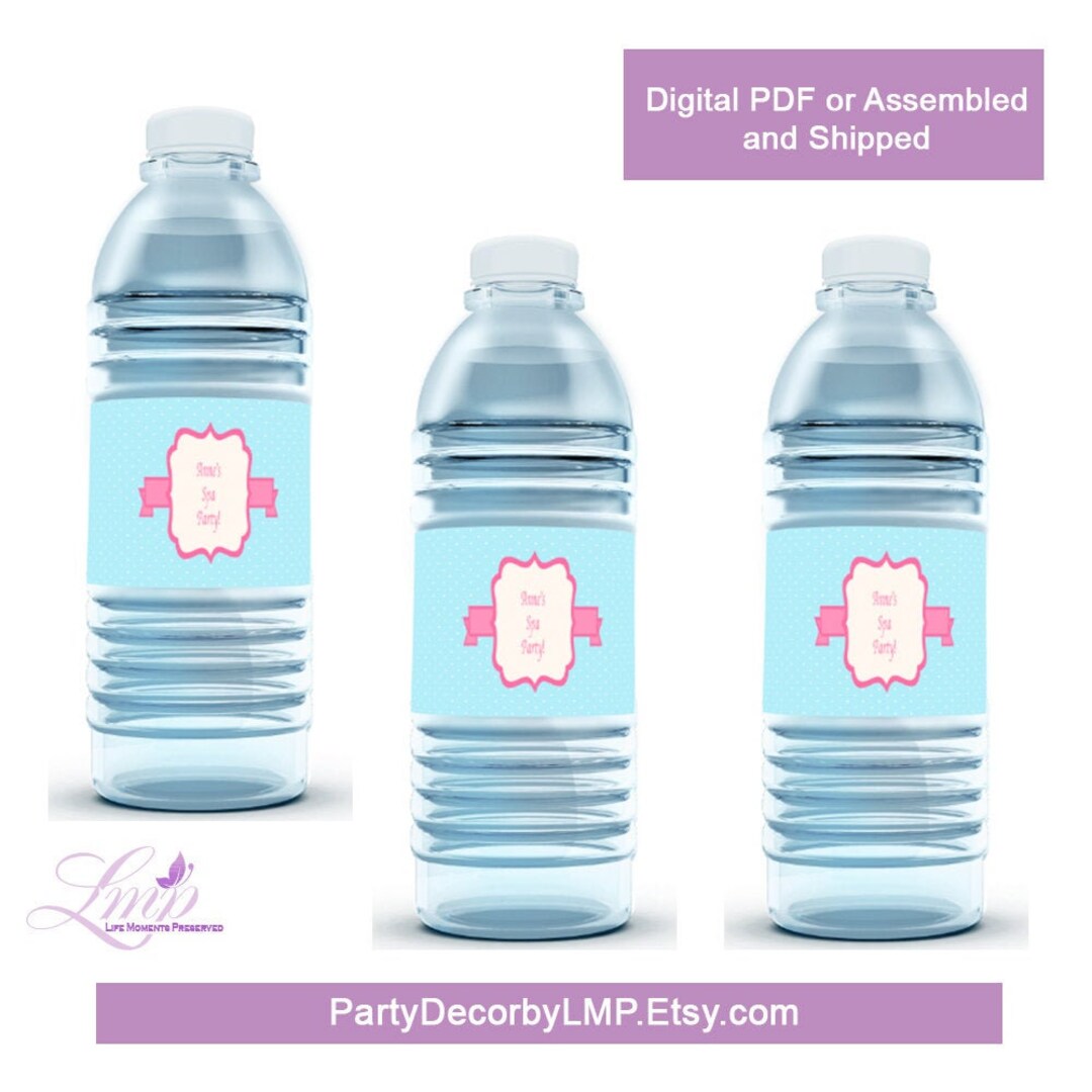 Spa Party Water Bottle - Spa Party Water Labels - Spa Bottle Labels ...