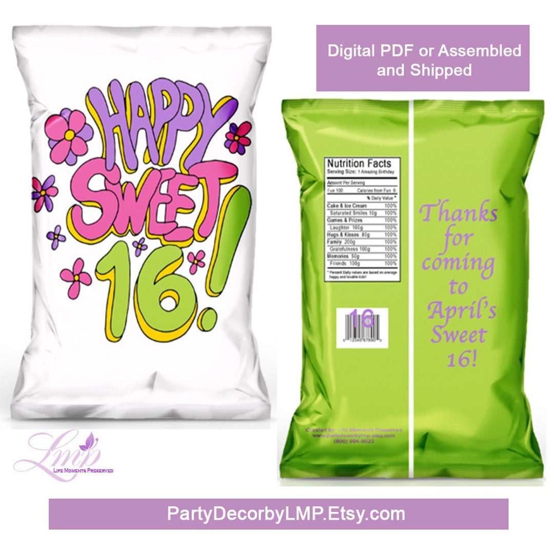 Sweet 16 - Sweet 16 Birthday - Sweet 16 Party Favors - Sweet 16 Chip ...