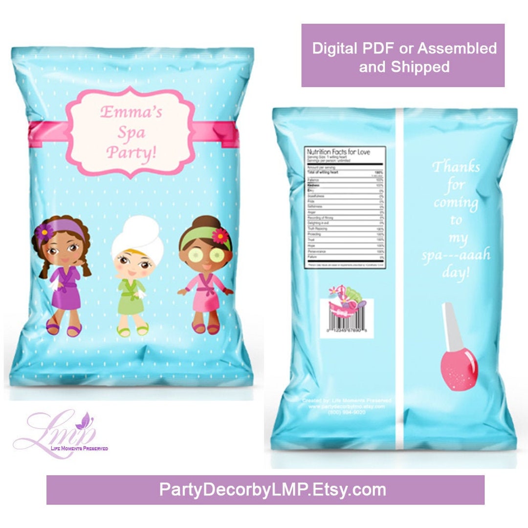 Spa Party Decorations - Spa Day - Spa Chip Bags - Spa Party - Spa Party ...