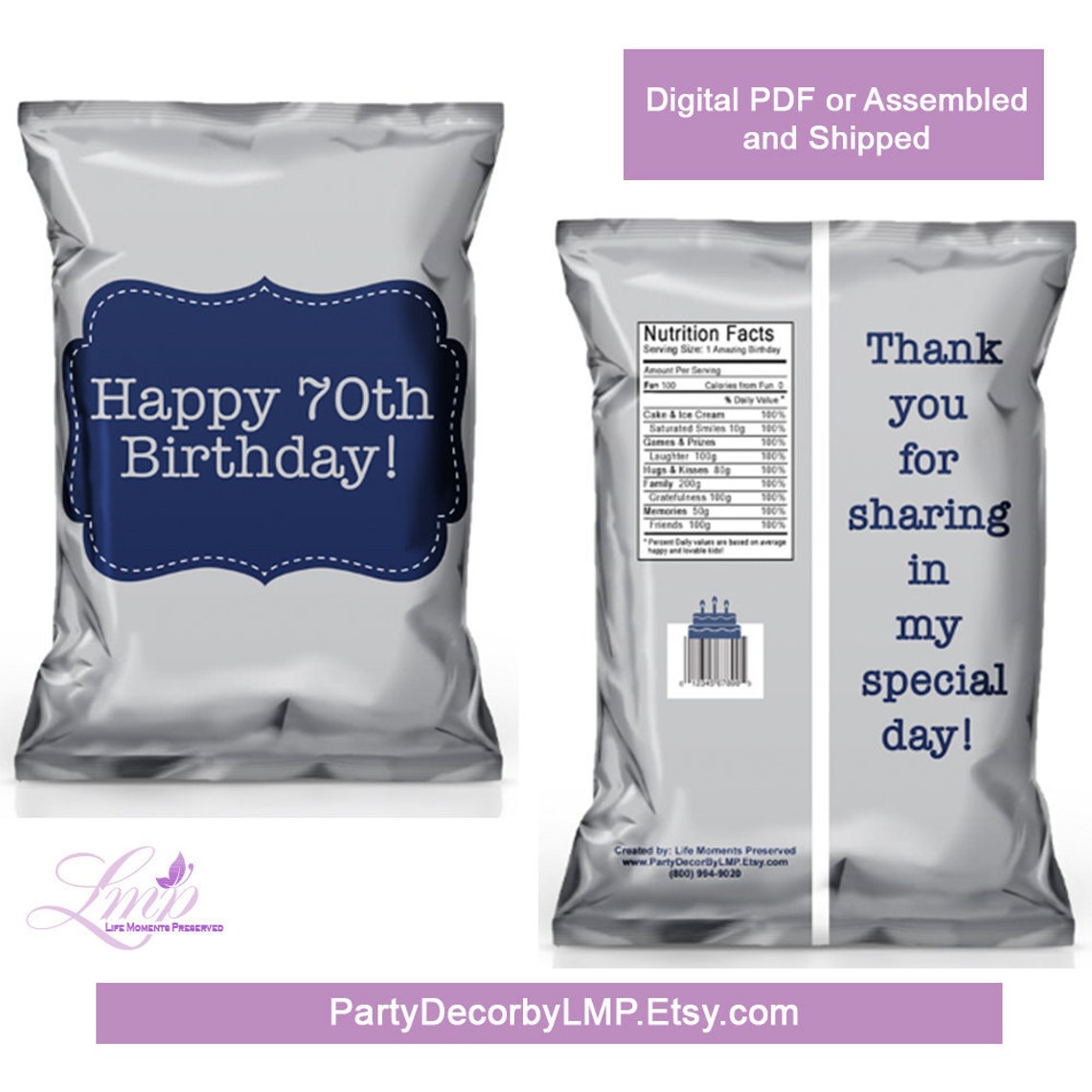 70th Birthday Chip Bag 50th 40th 30th Men's Gift - Etsy