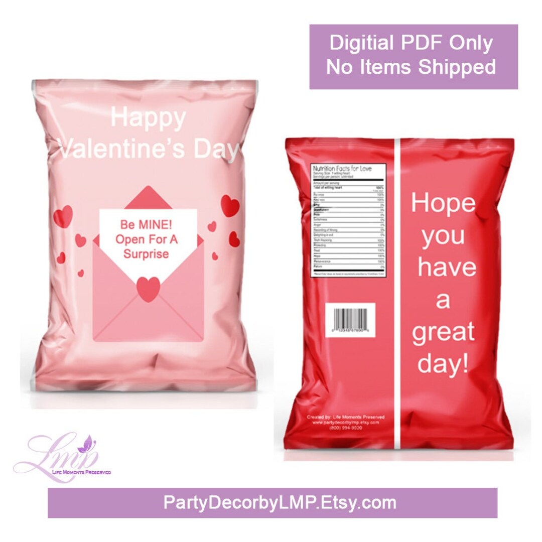 Valentine Favor Bag Kids Valentine Favors Be Mine Valentine Chip Bag ...