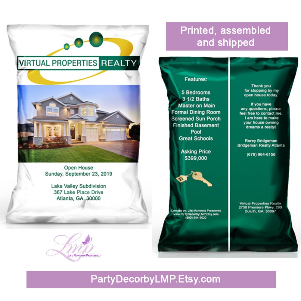 Open House Chip Bag Realtor Chip Bag Realtor Favor Bags | Etsy