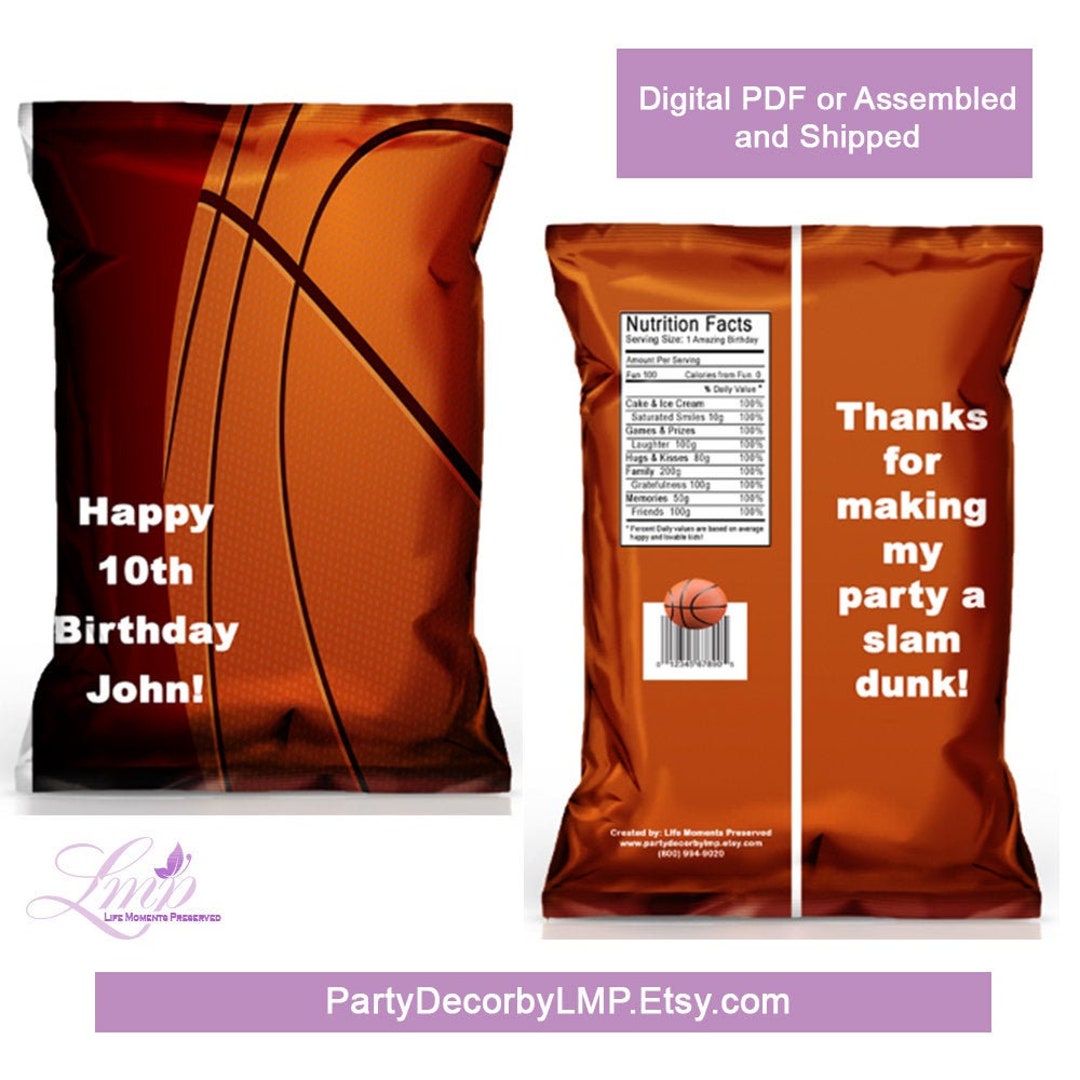 Basketball Chip Bag - Basketball Favor Bags - Basketball Party - Nothin ...
