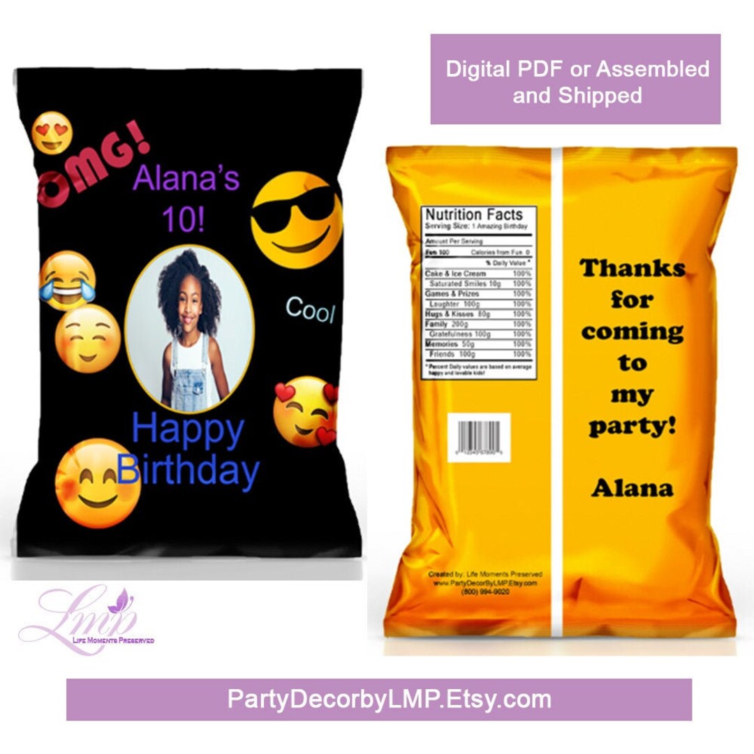 Emoji Party Decorations - Emoji Party - Emoji Chip Bags - Emoji ...