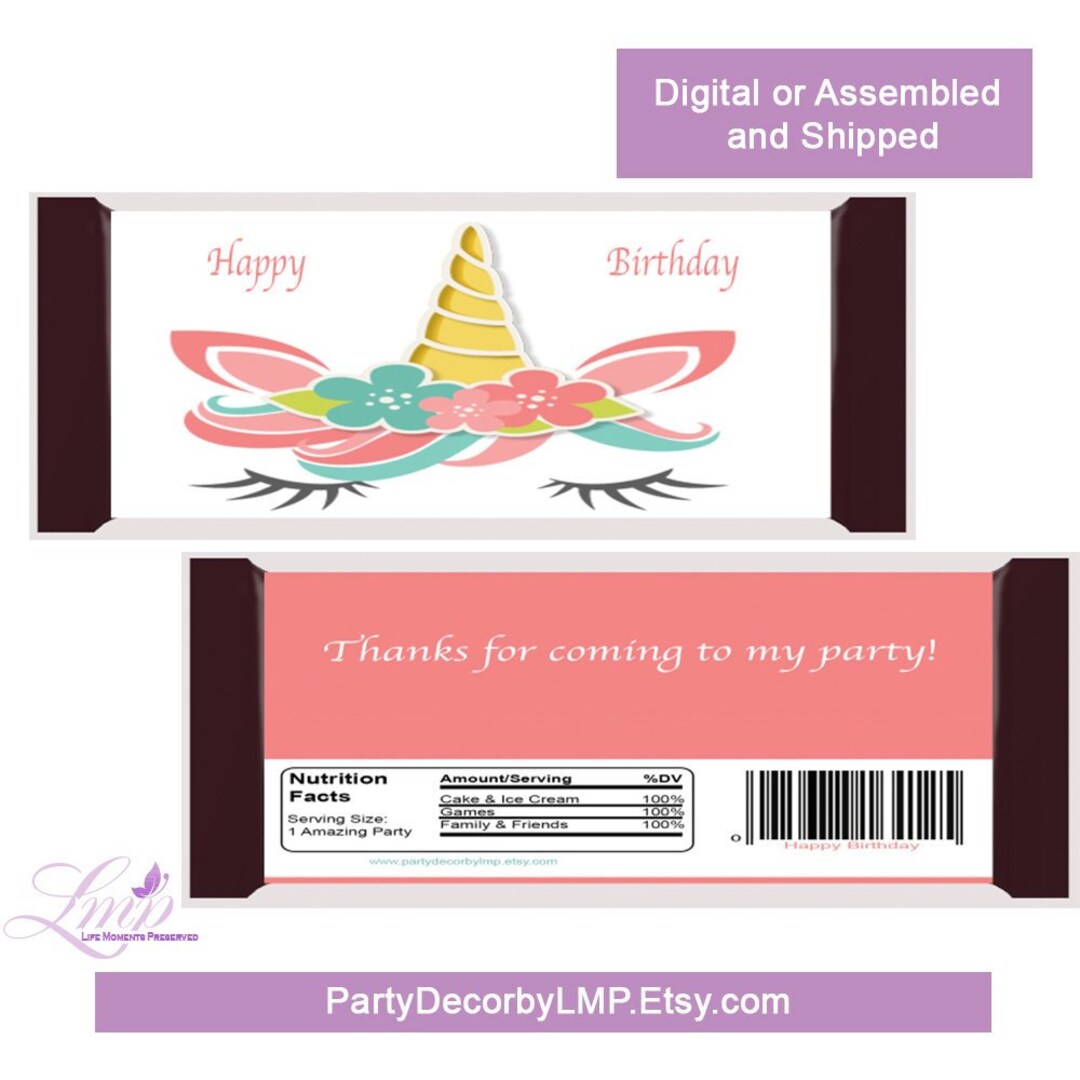 Unicorn Candy Bar - Unicorn Candy Wrapper - Unicorn Party - Unicorn ...