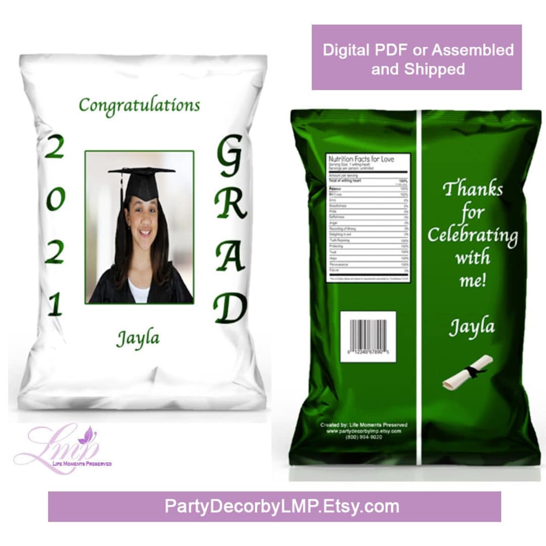 Green and White Favor Bag | Green and White Graduation Bag | Graduation ...