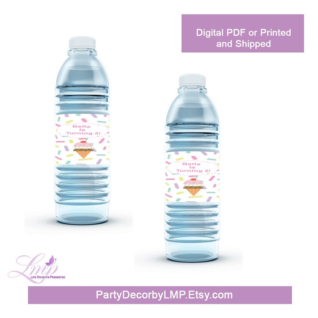 Ice Cream Water Bottle Labels - Water Labels - Ice Cream Party Favor ...