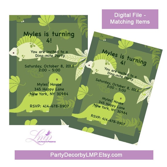 Dinosaur invitation - Invites - Dino Invites - Invitations - Party ...