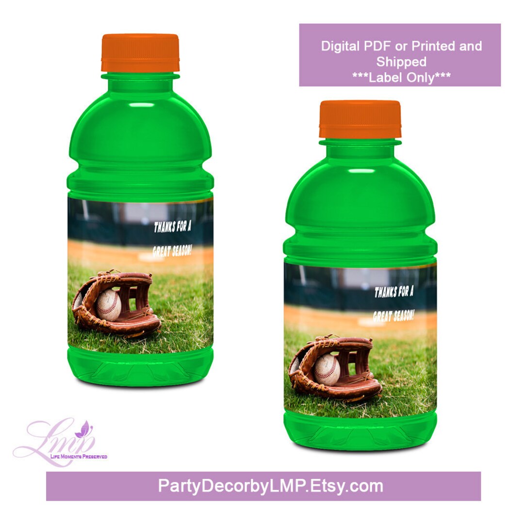 Baseball Sport Bottle Label - Gatorade Label - Baseball Custom Label ...