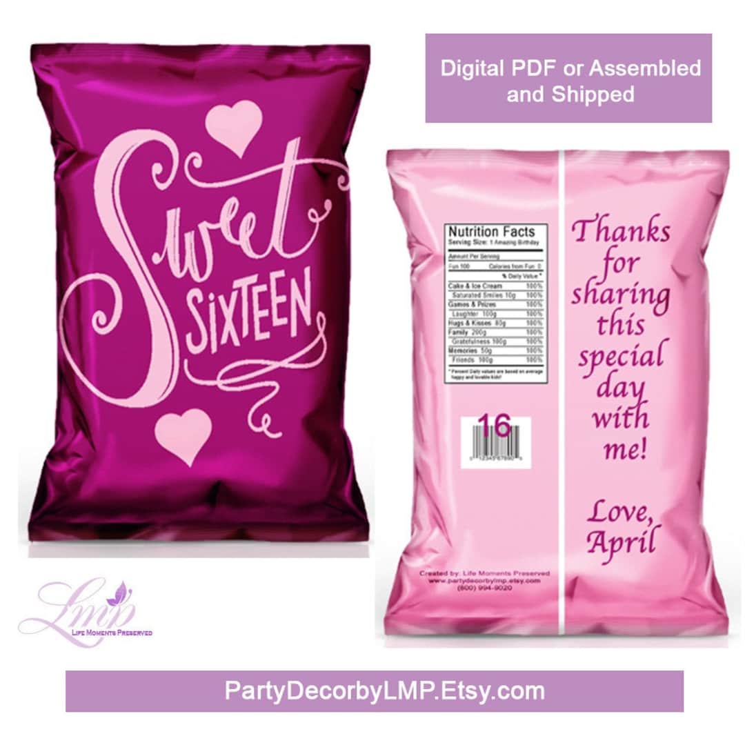 Sweet 16 - Sweet 16 Birthday - Sweet 16 Party Favors - Sweet 16 Chip ...