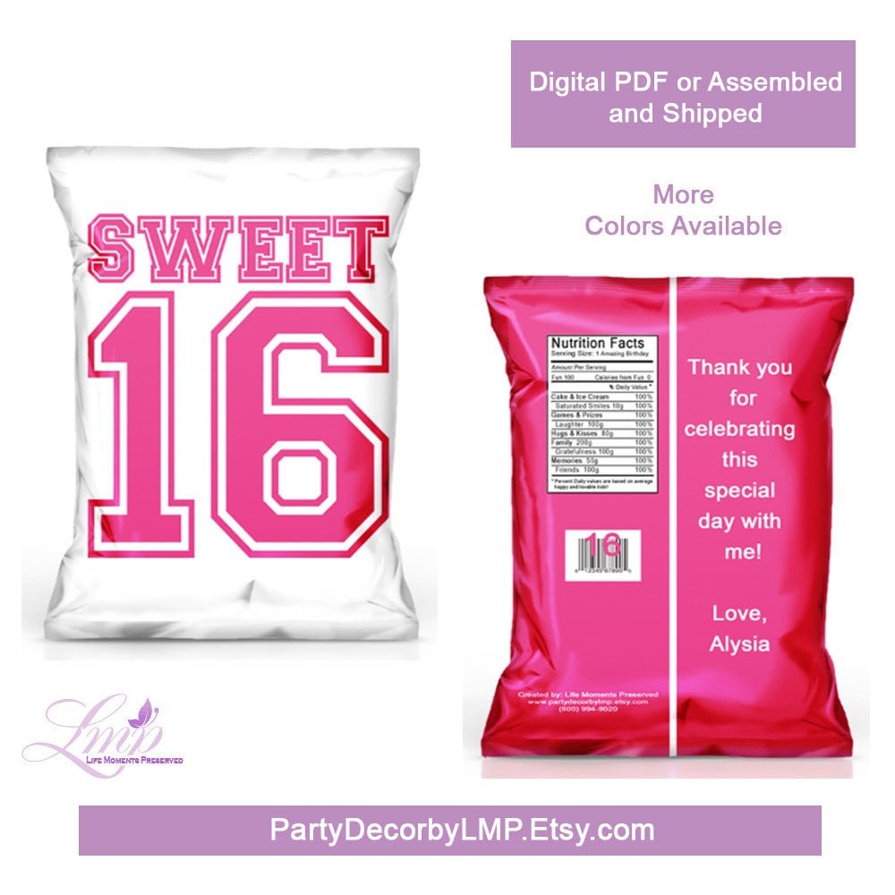 Sweet 16 - Sweet 16 Birthday - Sweet 16 Party Favors - Sweet 16 Chip ...