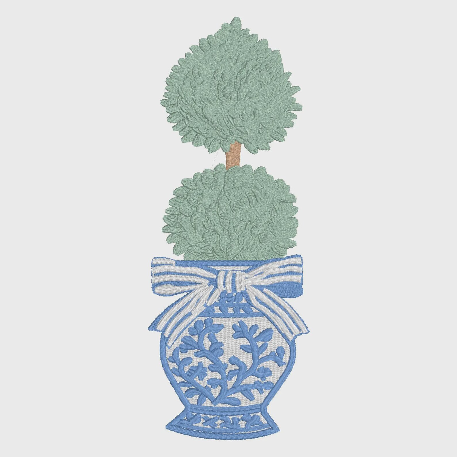 Chinoiserie Ginger Jar Topiary Embroidery File: Coquette Bow Design ...
